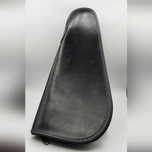Gun Case | Other | Large Pistol Handgun Leather Case Black Felt Lined ...